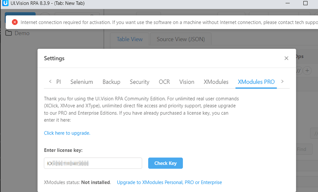 Can't input my pro key - Ui.Vision - Ui.Vision, AI & OCR Community Forums