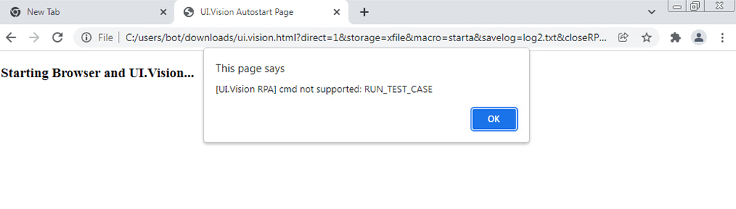 Cmd not supported: RUN_TEST_CASE - Bug Reports - UI.Vision RPA Software ...