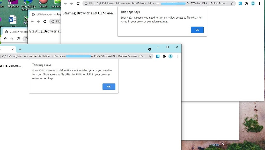 Error 203 and 204 every time i run my script! - Bug Reports - Ui.Vision, AI & OCR Community Forums