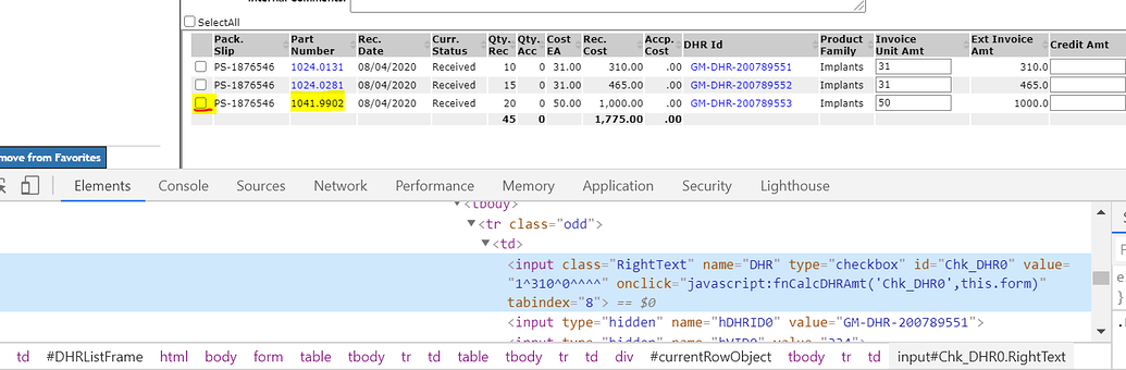 How To Detect A Checkbox For A Line And Make It Check Using Selenium From Power Automate