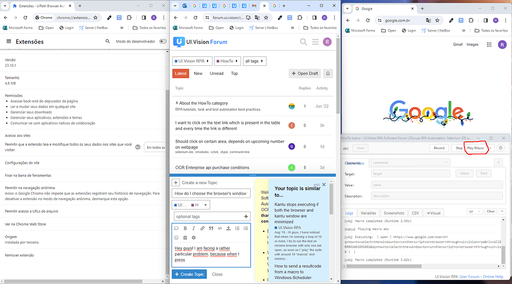 How do I choose the browser's window for the macro to execute? - HowTo - Ui.Vision, AI & OCR ...