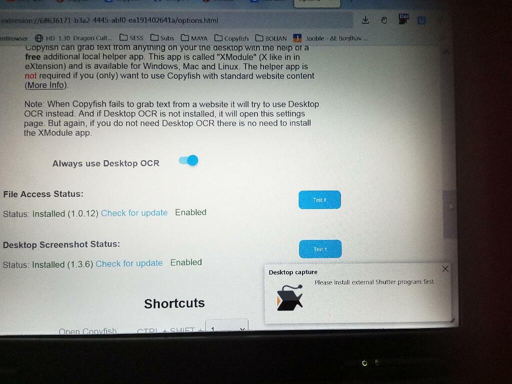 Copyfish Message "Please install external Shutter program first" - OCR.space Free OCR API - Ui ...