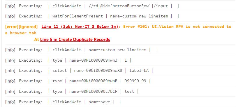  Recreator Required Error 101 Unsolved Mysteries Bug Reports UI Vision RPA Software 